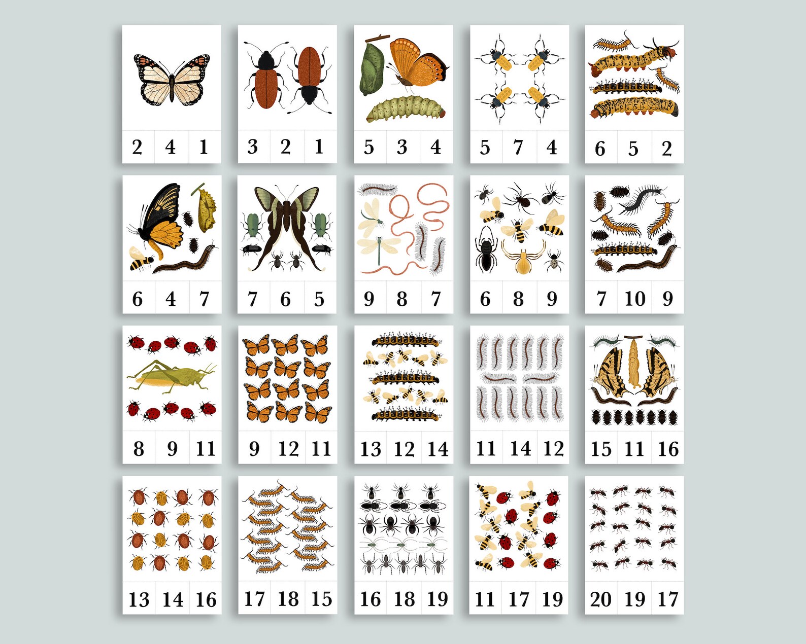 Bugs Count and Clip 1-20 Number Cards | Nature Homeschool Printables ...