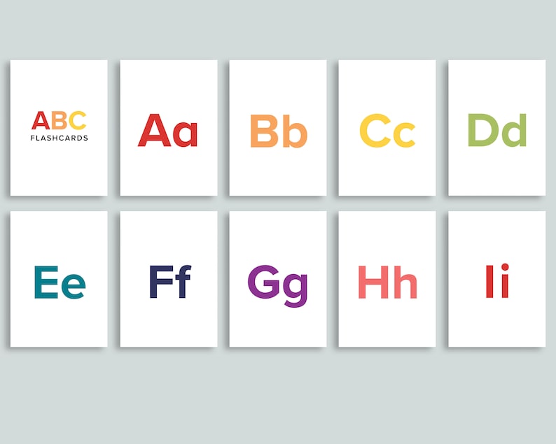 ABC Flashcards Color Printable Kids Rainbow Colors Alphabet - Etsy