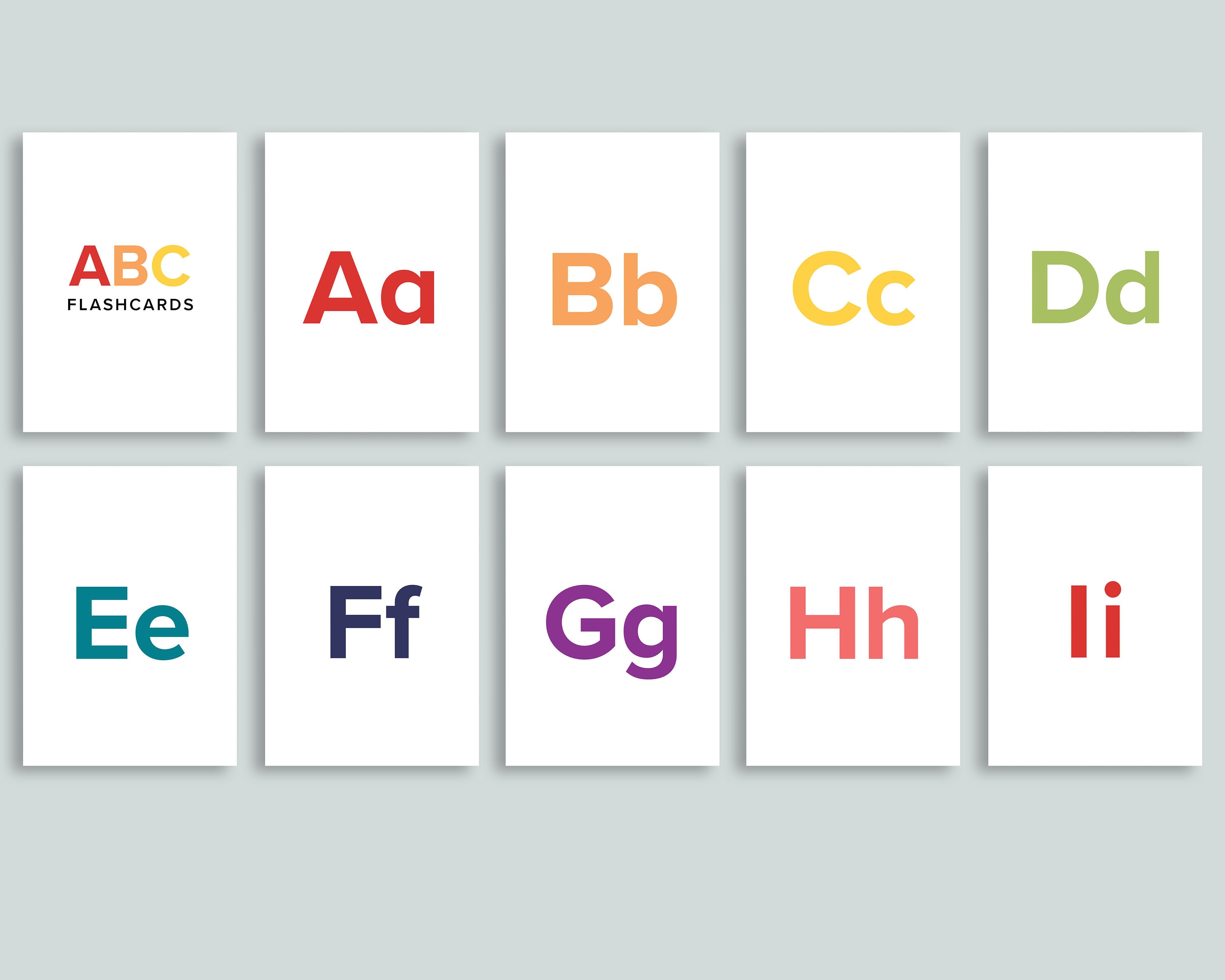 ABC Flashcards Color Printable Kids Rainbow Colors Alphabet - Etsy