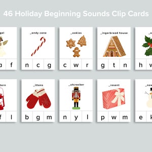 Holiday Beginning Sounds Clip Cards Uppercase | ABC Printable | Phonics ...
