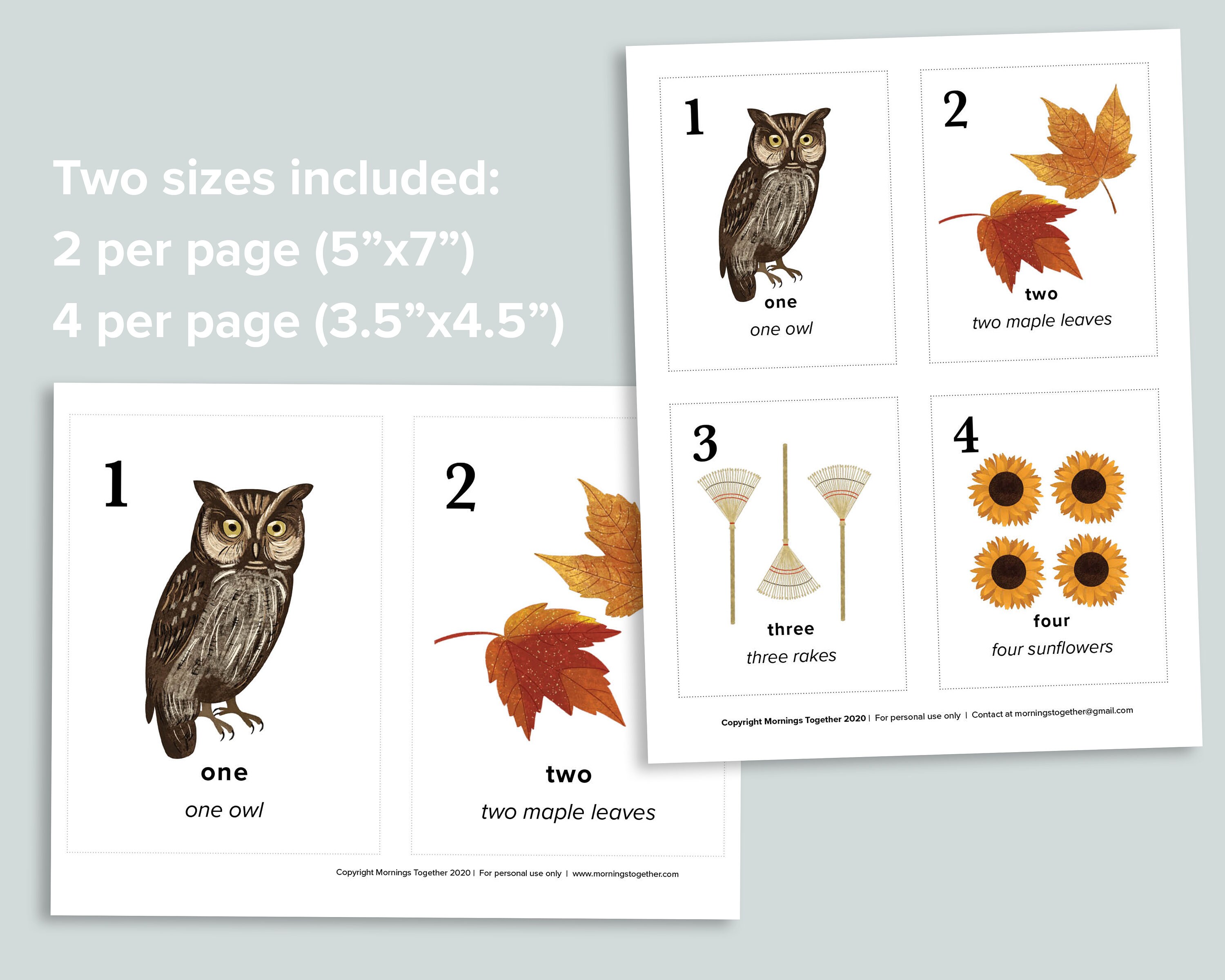 Autumn Nature Number Cards Printable Fall Homeschool | Etsy