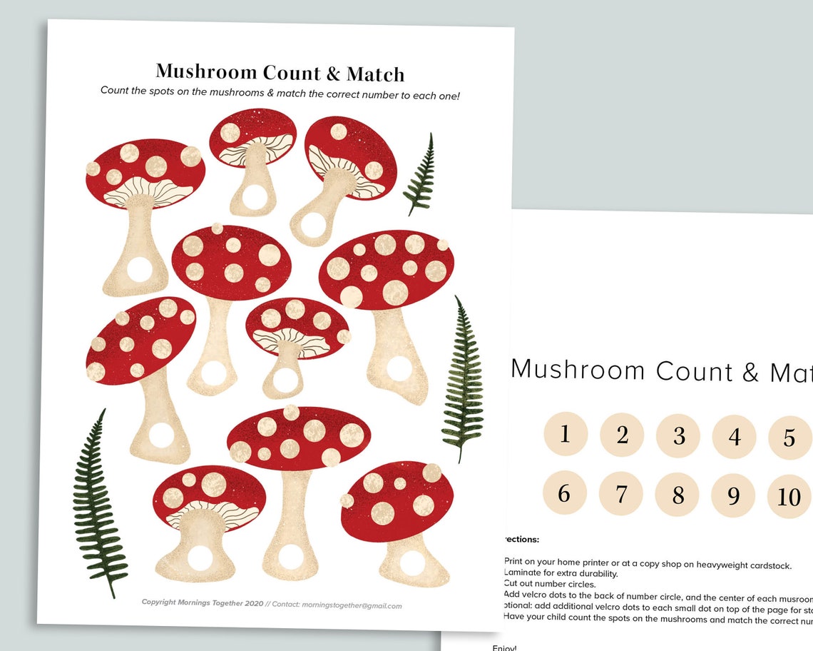 Mushroom Counting Activity Preschool Nature Busy Book Pages - Etsy