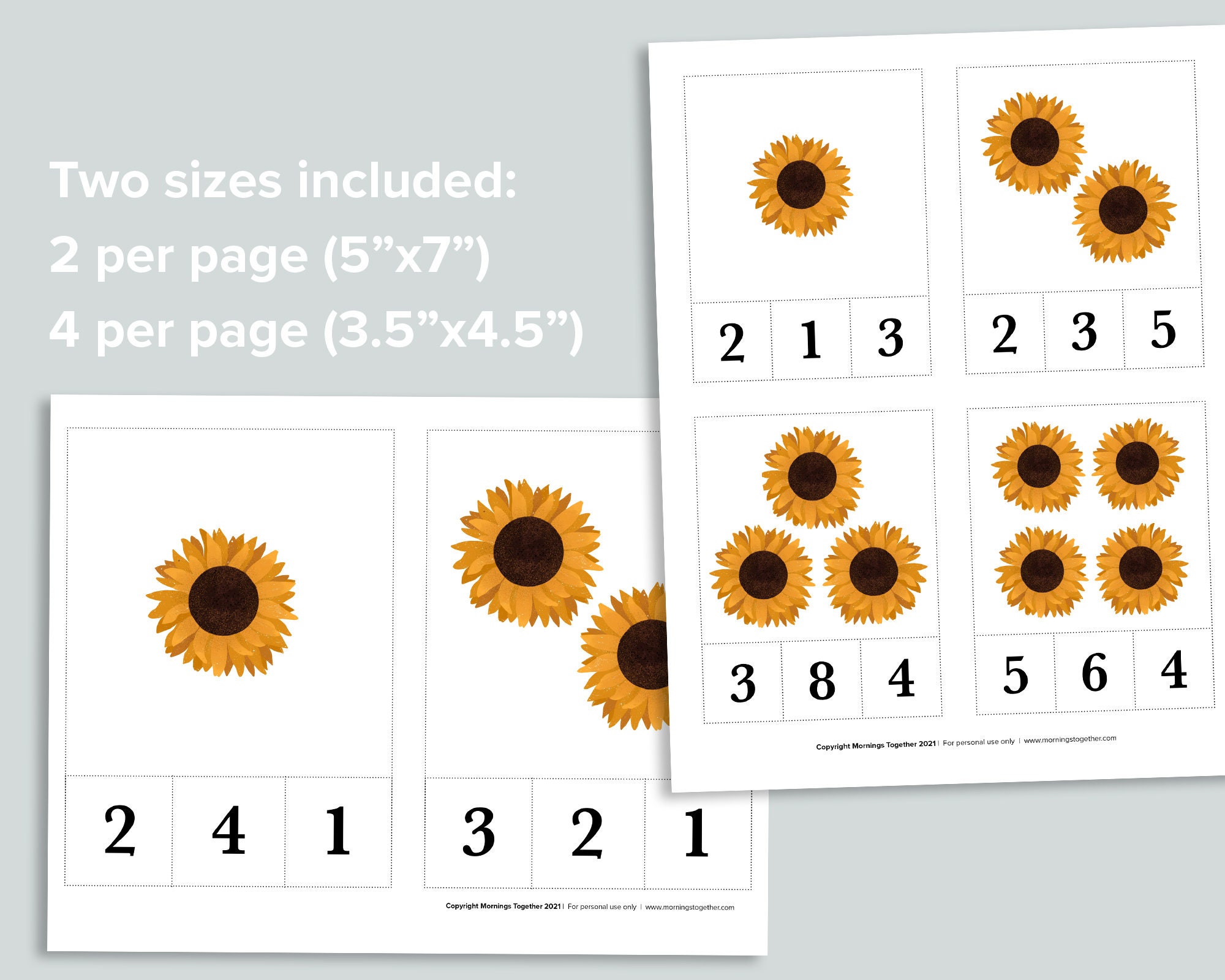 Sunflower Count and Clip 1-20 Number Cards Nature Homeschool - Etsy