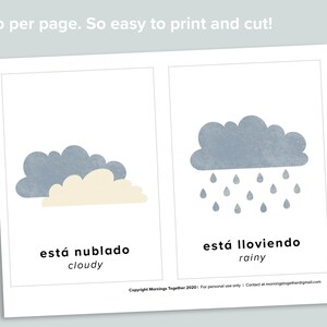 Spanish & English Weather Printable BUNDLE | Homeschool Kids Calendar ...