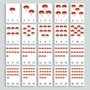Mushroom Count and Clip Number Cards 1-20 | Homeschool Math Game ...