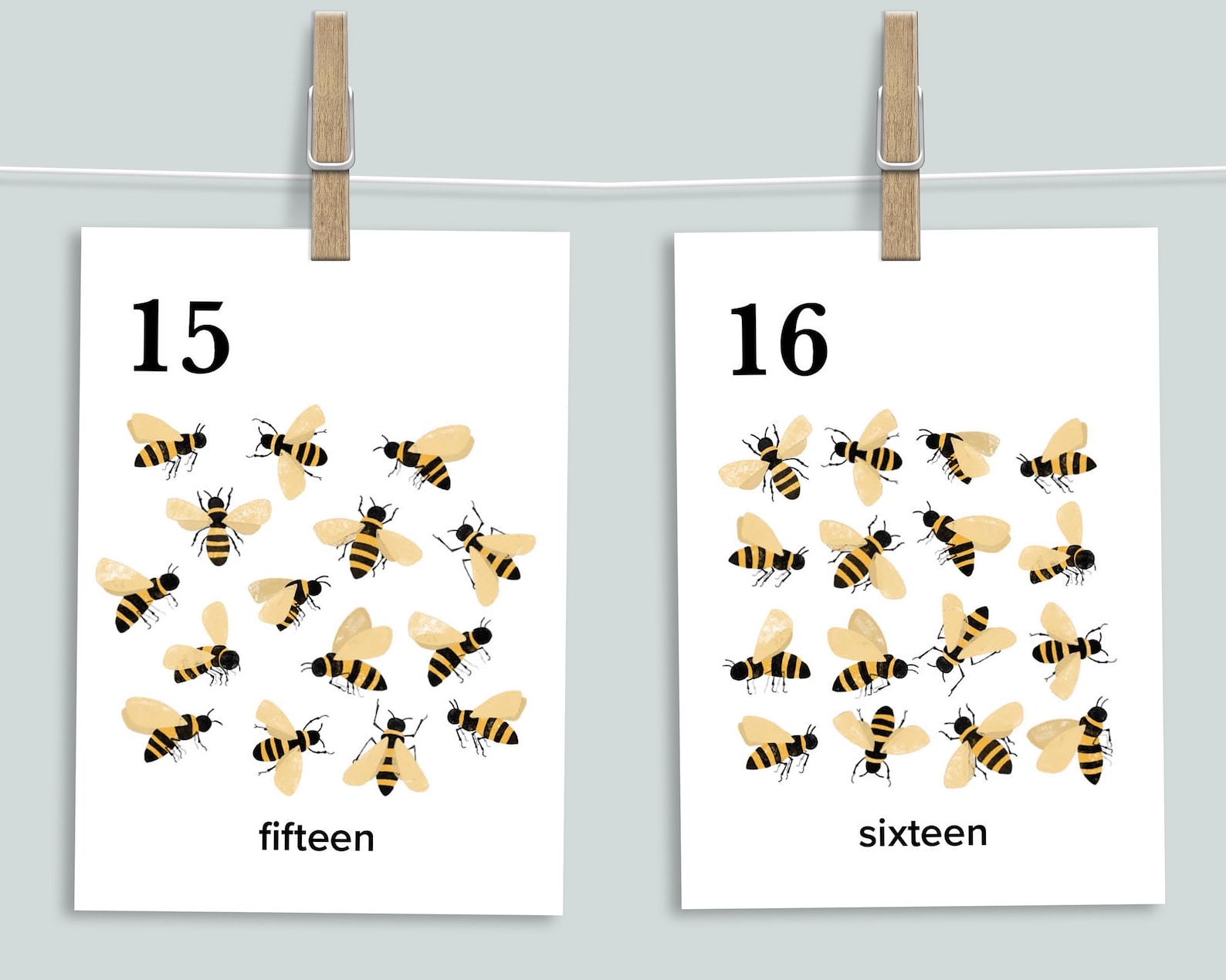 Bee Number Cards 1-20 Charlotte Mason Nature Flashcards | Etsy