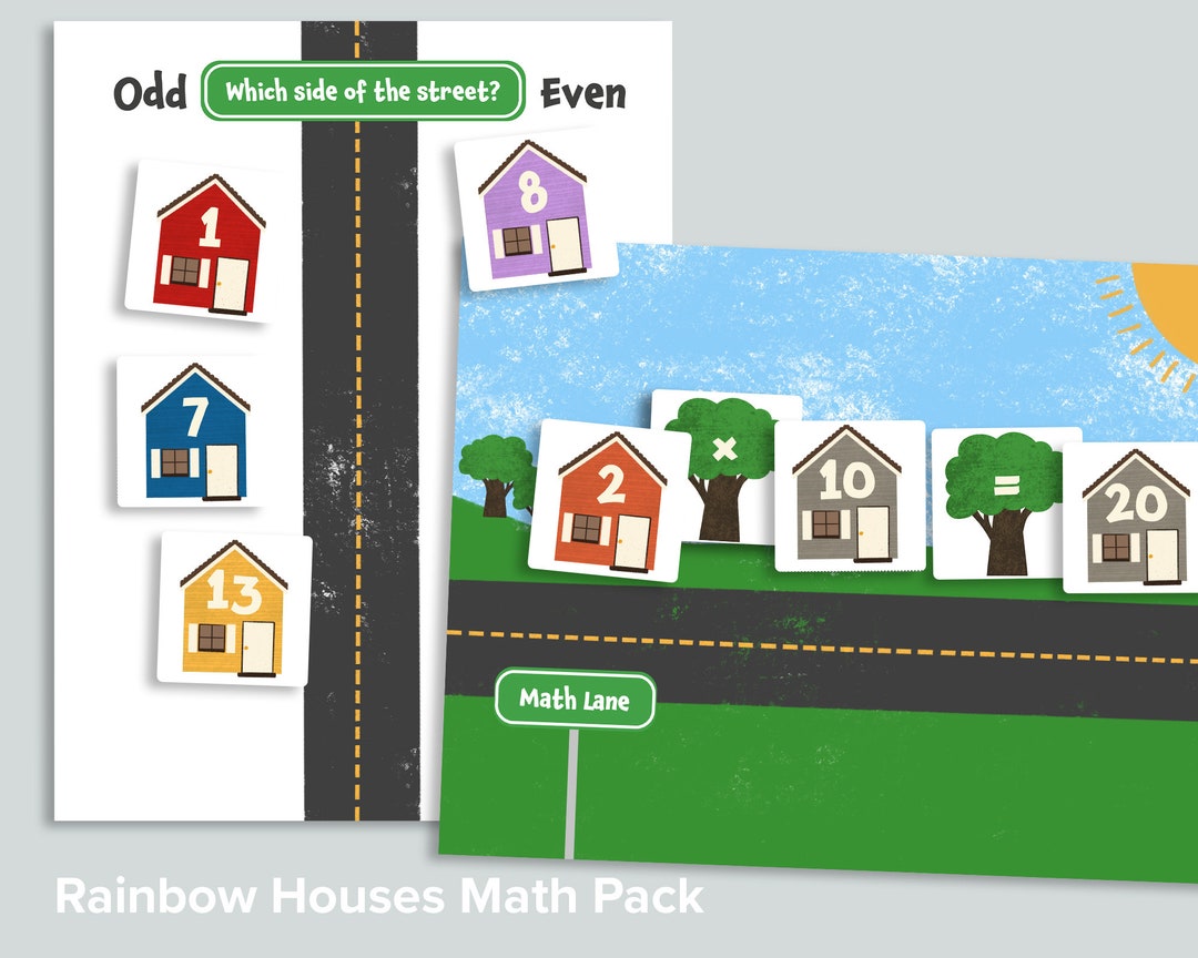 Rainbow Houses Math Activity Pack Homeschool Math Game Printable Even ...