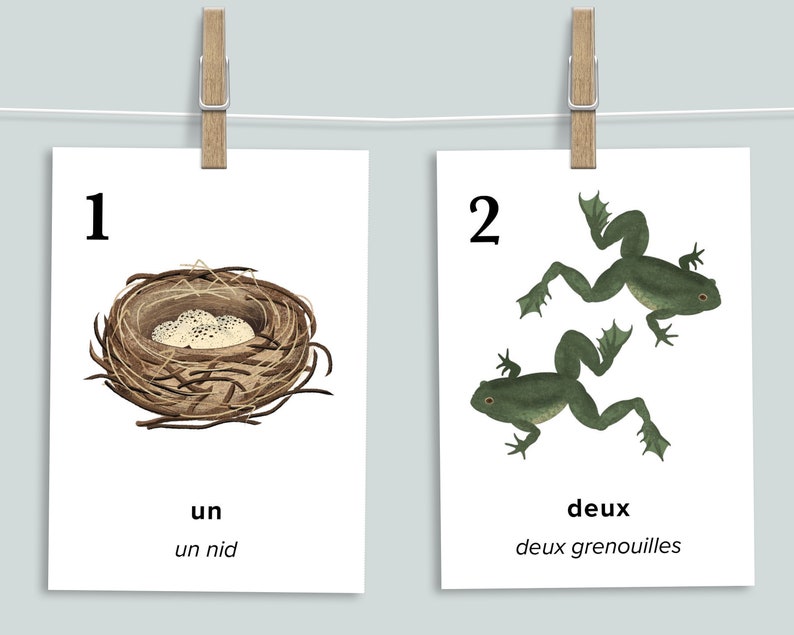 French Nature Counting Cards Printable | Nursery Wall Art | Preschool ...