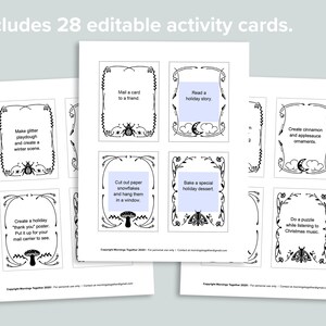 DIY Nature Advent Calendar Printable Editable Holiday Activity Pages ...