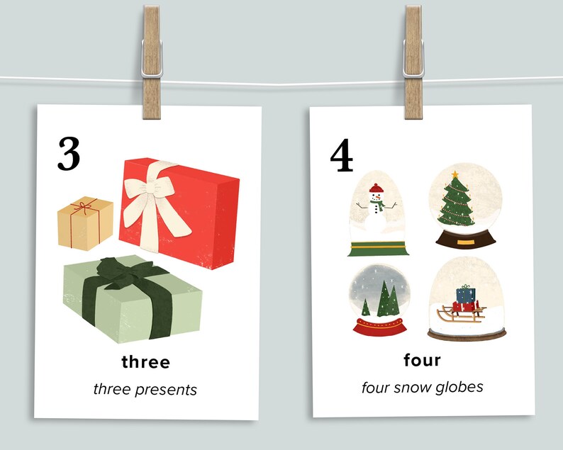 Christmas Number Cards Printable Homeschool Printables - Etsy