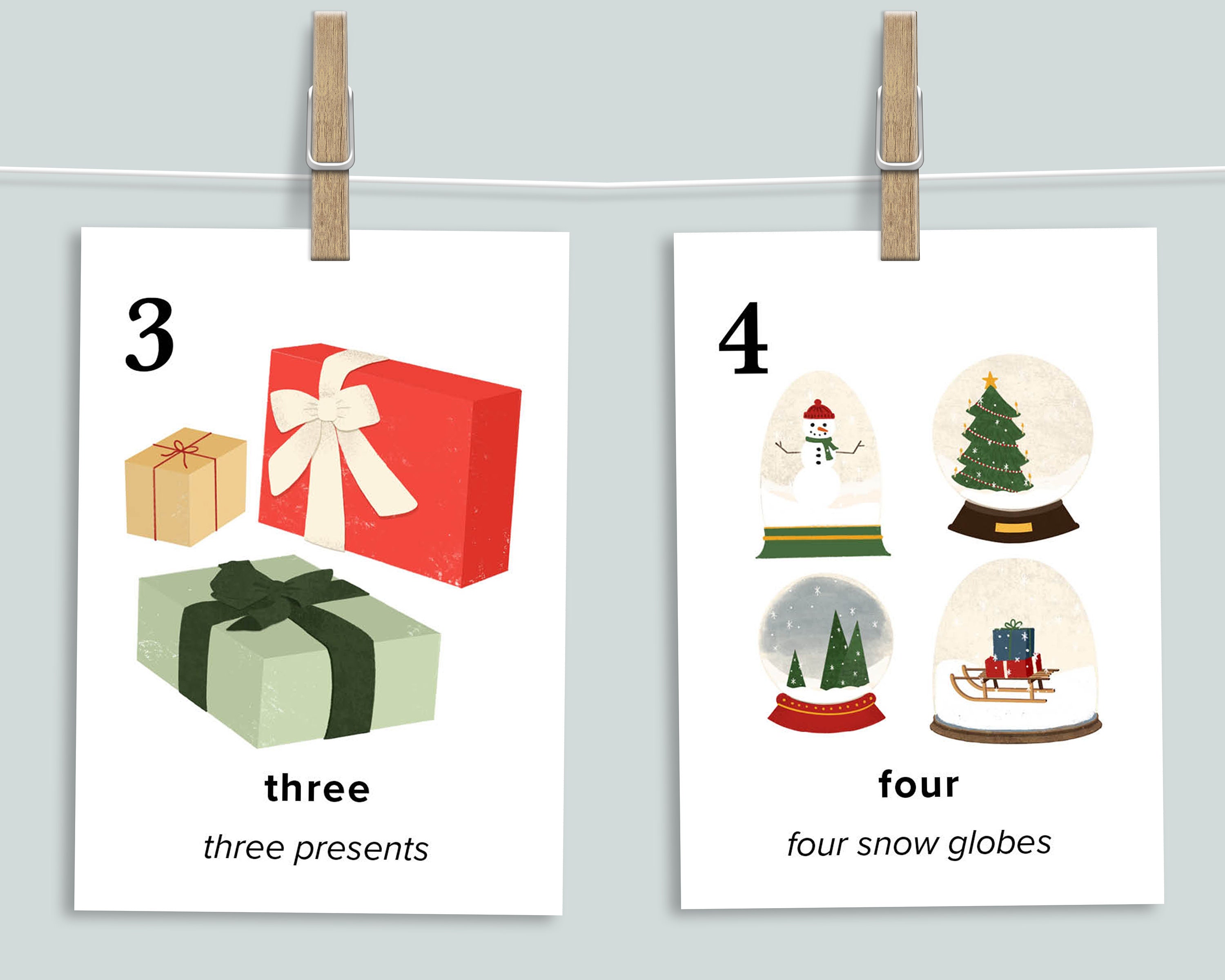 Christmas Number Cards Printable Homeschool Printables - Etsy