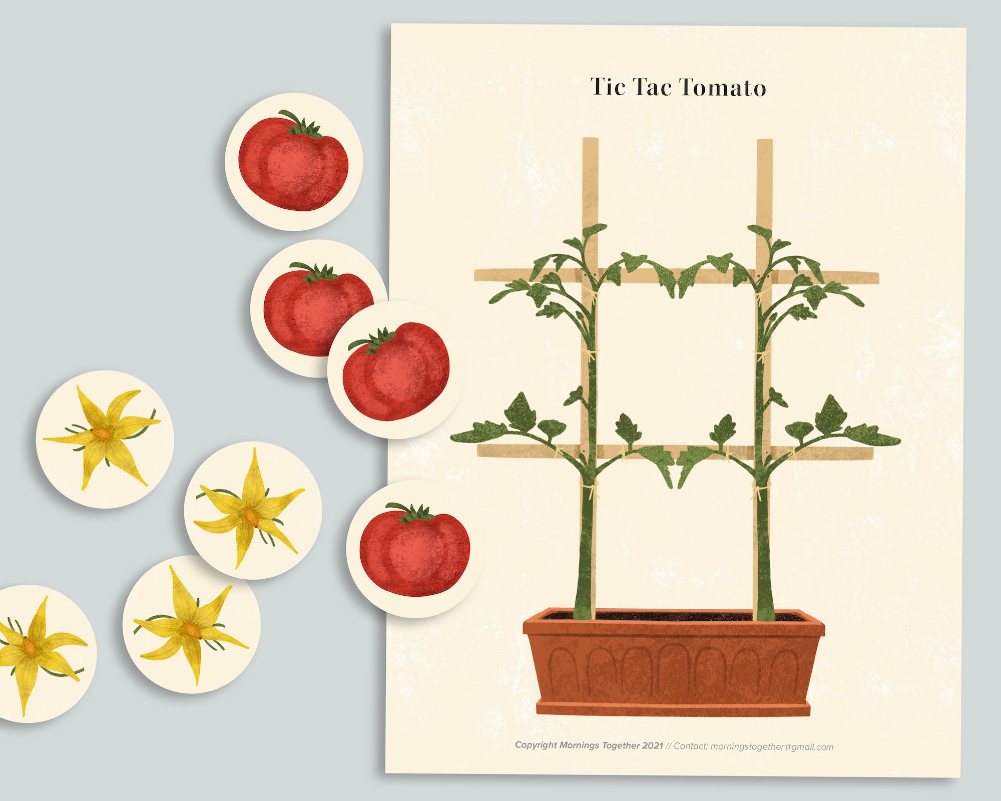 Tic Tac Tomato Game Printable Activity Preschool Nature - Etsy España