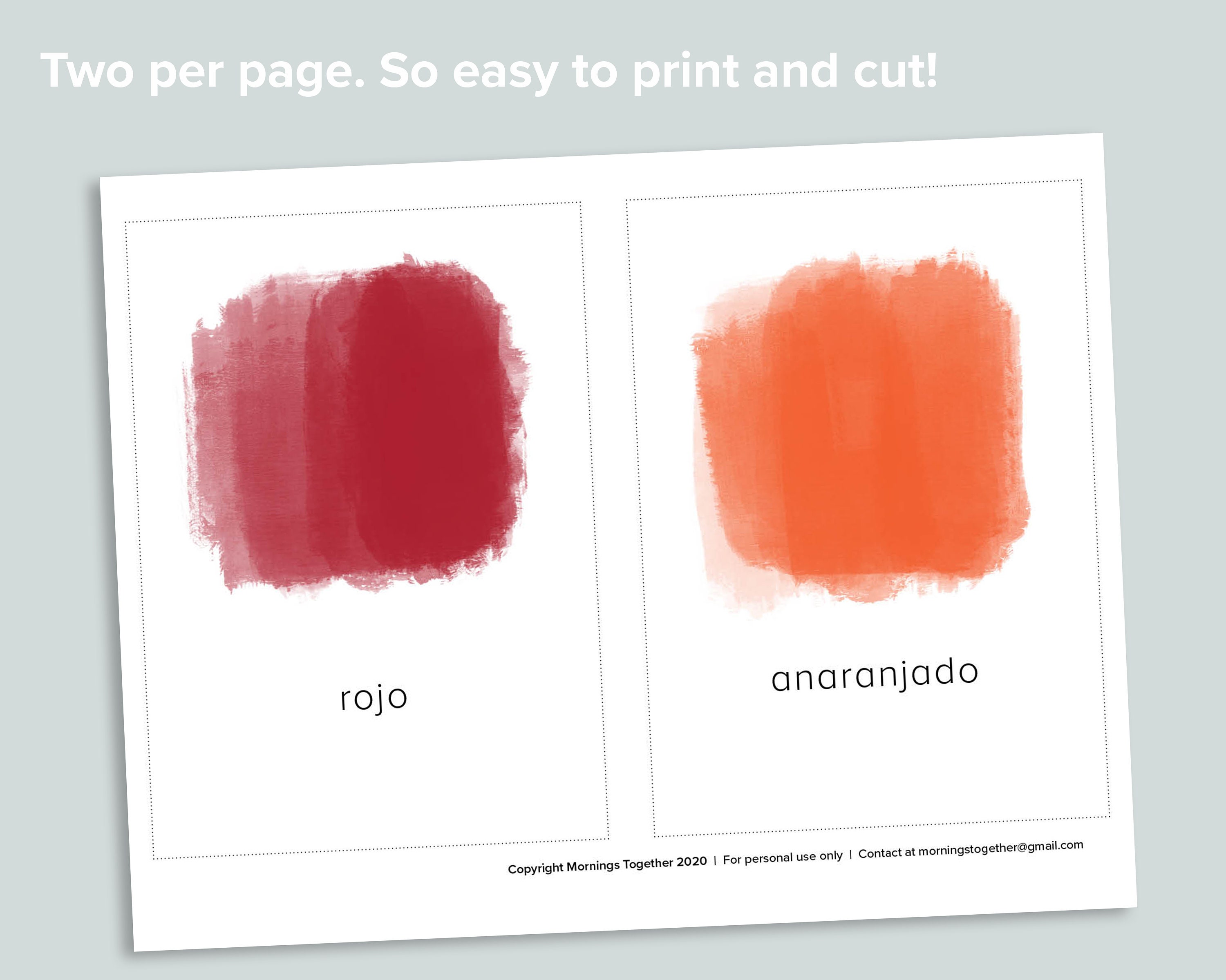 Spanish Minimalist Color Flashcards Printable Modern Basic Colors ...