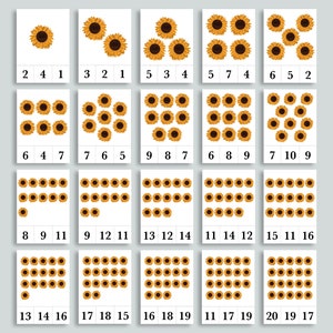 Sunflower Count and Clip 1-20 Number Cards | Nature Homeschool ...