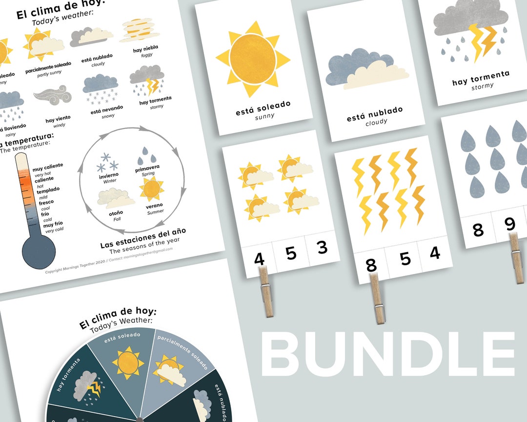 Spanish & English Weather Printable BUNDLE | Homeschool Kids Calendar ...