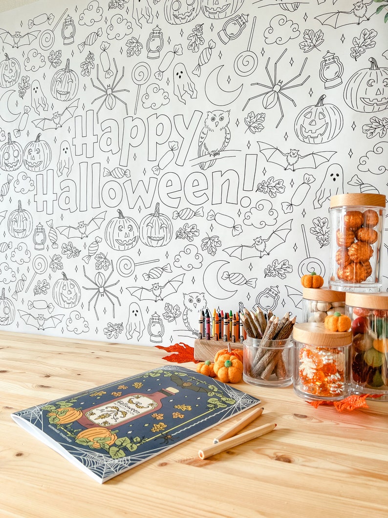 Giant Halloween Coloring Poster | Homeschool Printables | Black and ...