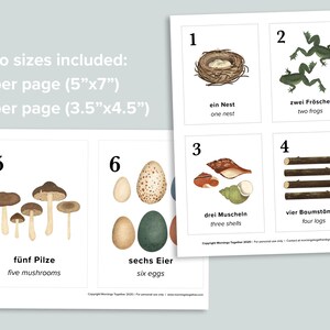 German & English Nature Number Cards 1-20 Bilingual Printable ...