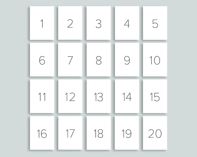 Number Cards 1-20 Printable Preschool Homeschool Classroom | Etsy