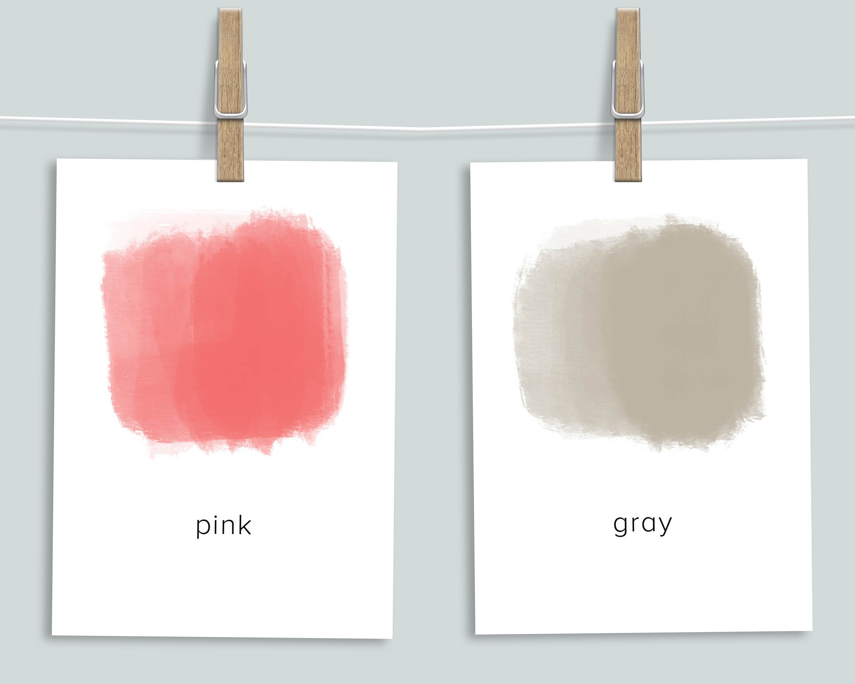 Minimalist Color Flashcards Printable Modern Rainbow Basic - Etsy