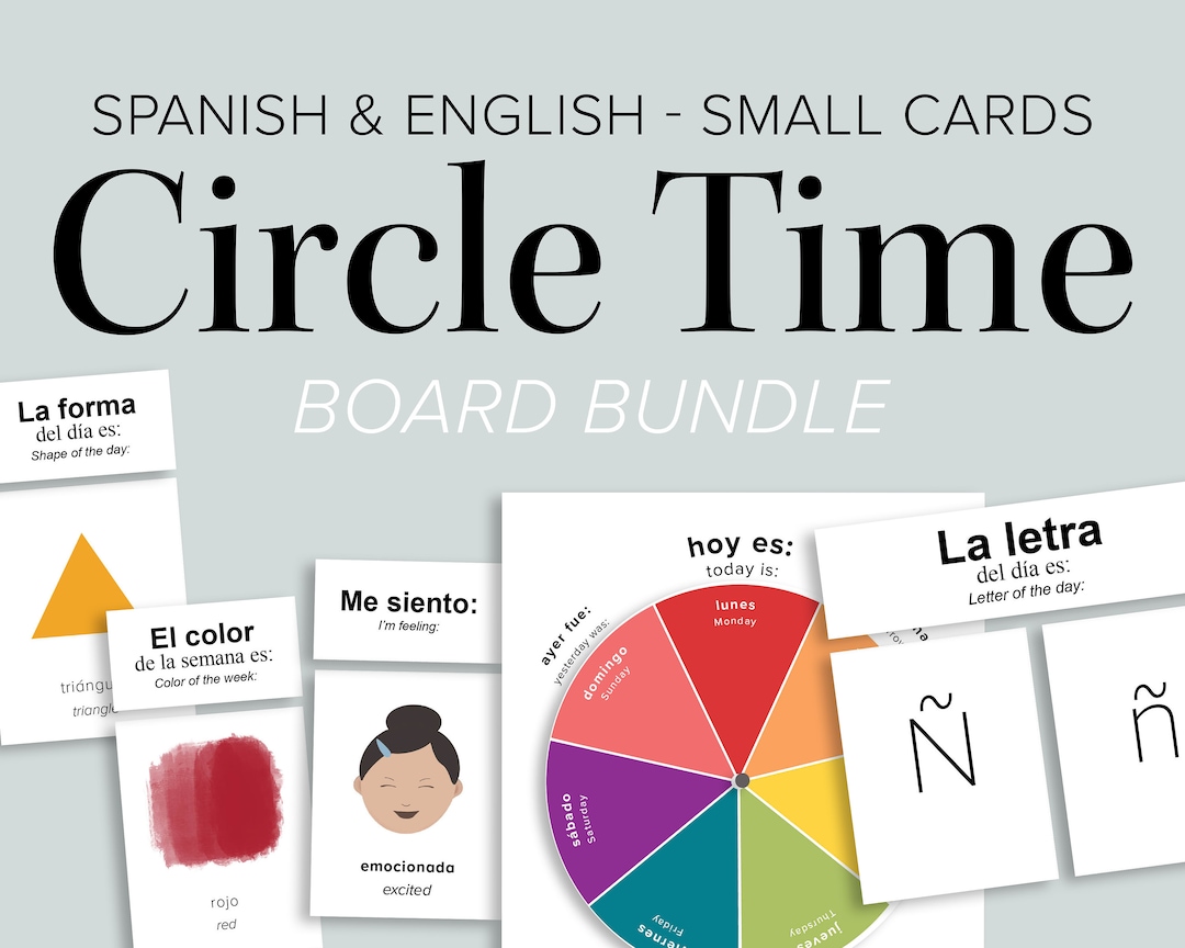 Spanish & English Preschool Circle Time Board Bundle Small Cards ...