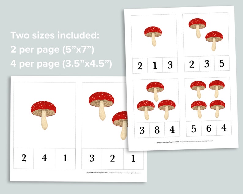 Mushroom Count and Clip Number Cards 1-20 Homeschool Math - Etsy