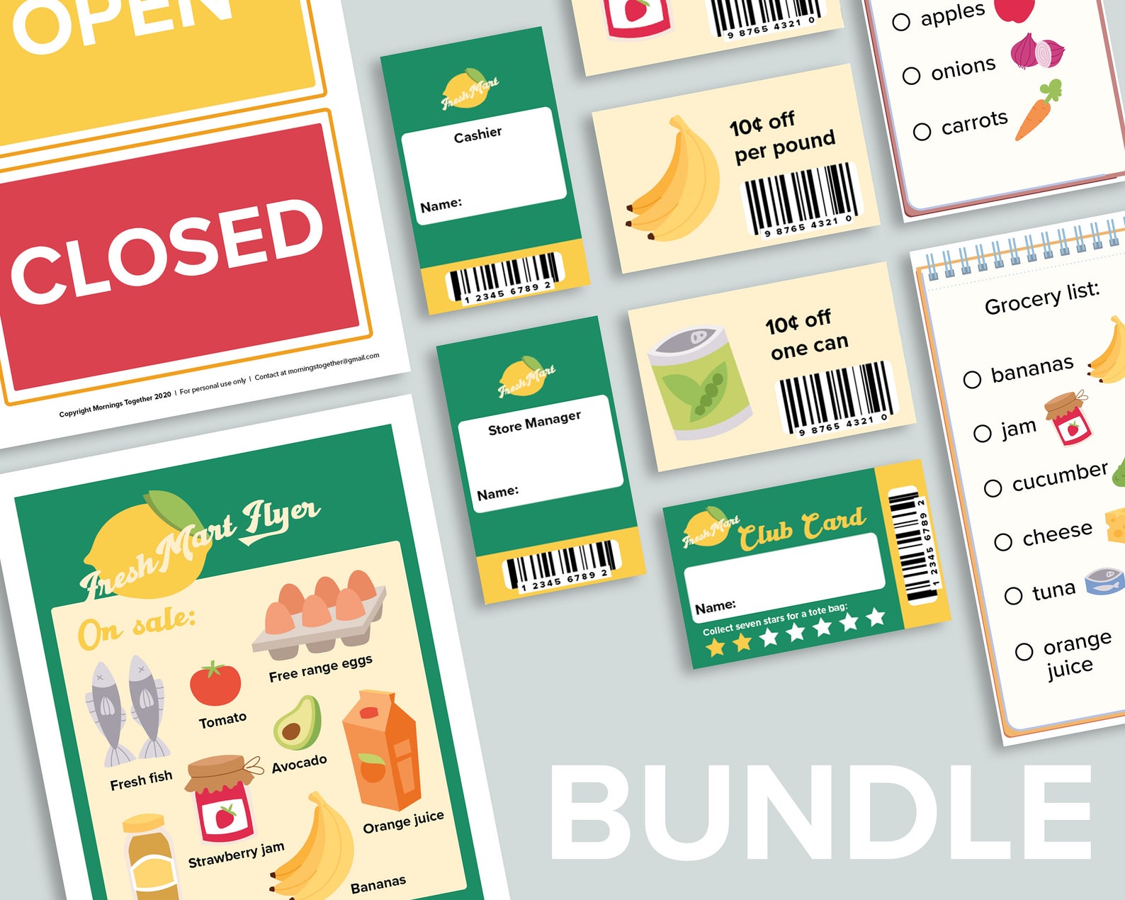 Grocery Store BUNDLE Pretend Play Printables Dramatic Play | Etsy