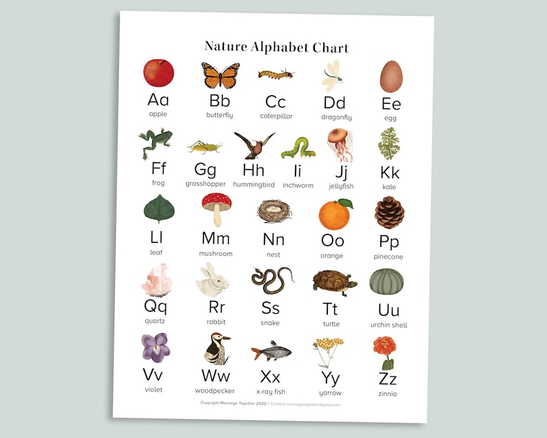 Nature ABC Chart Printable Page | Homeschool Printables Preschool ...