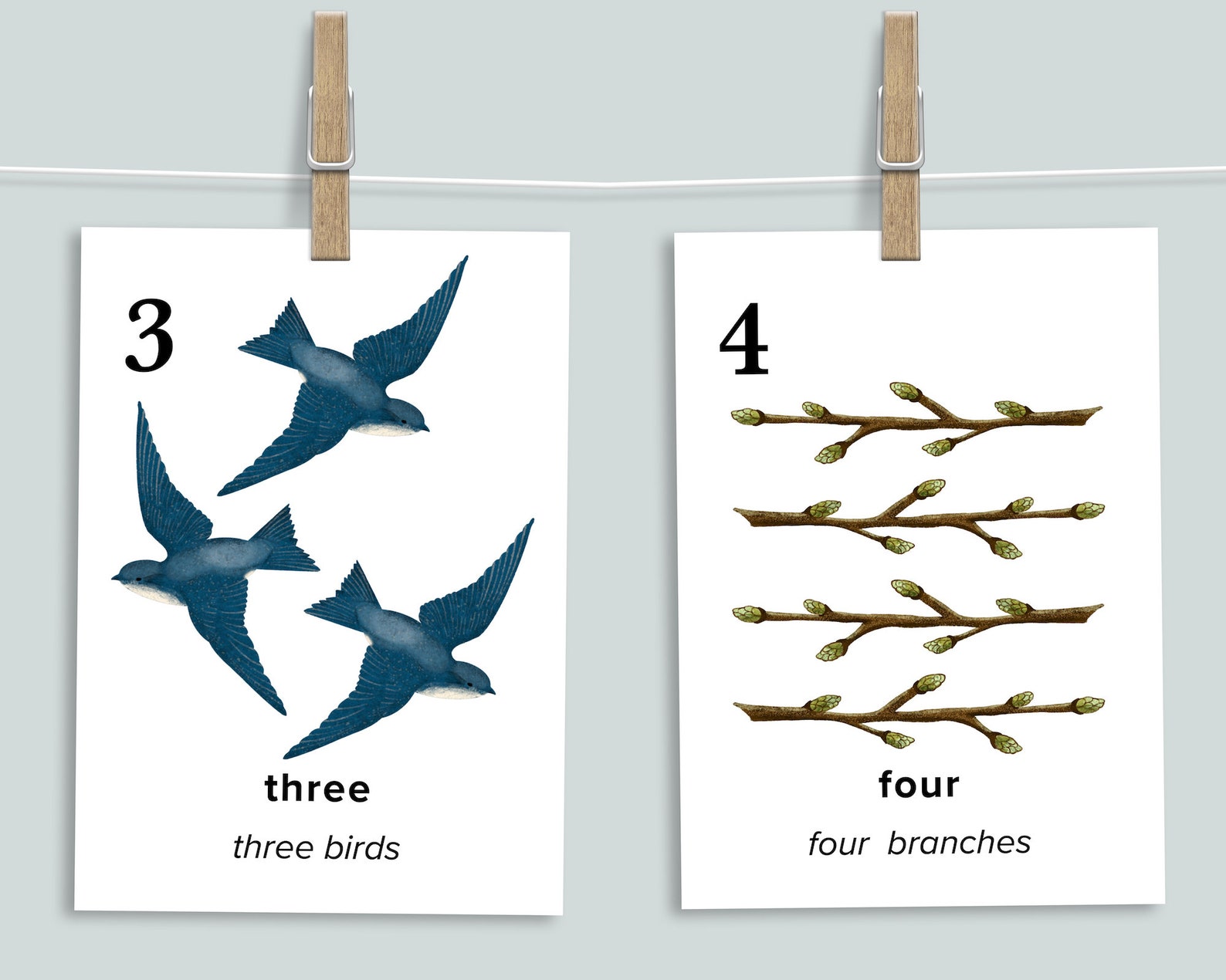 Spring Nature Number Cards Printable Homeschool Printables | Etsy