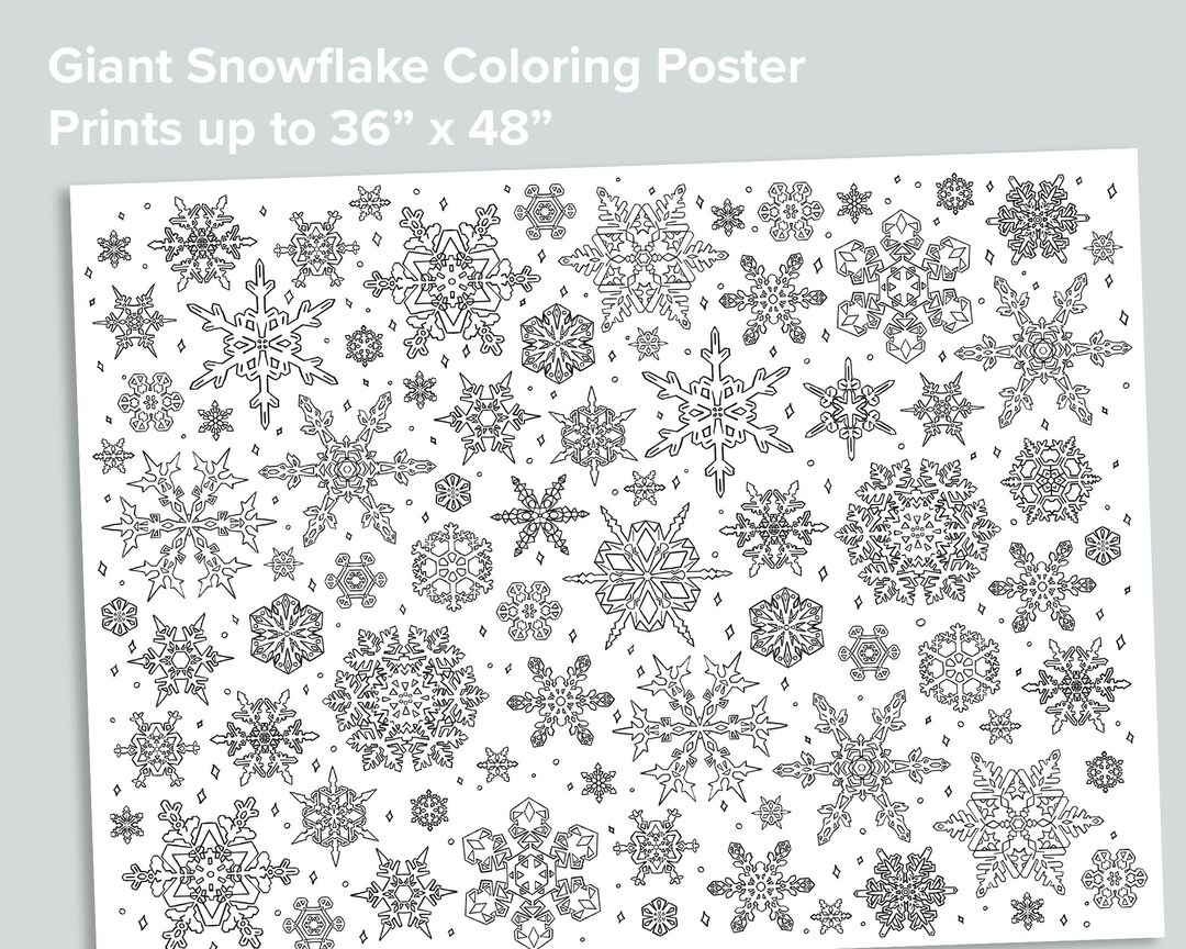 Giant Snowflake Coloring Poster | Nature Homeschool Printables | Black ...
