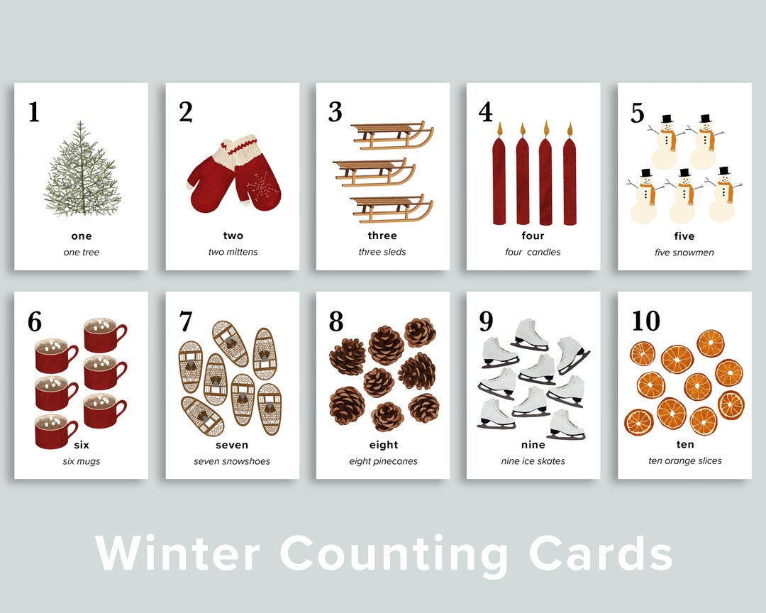Winter Nature Number Cards Printable Homeschool Printables Holiday ...