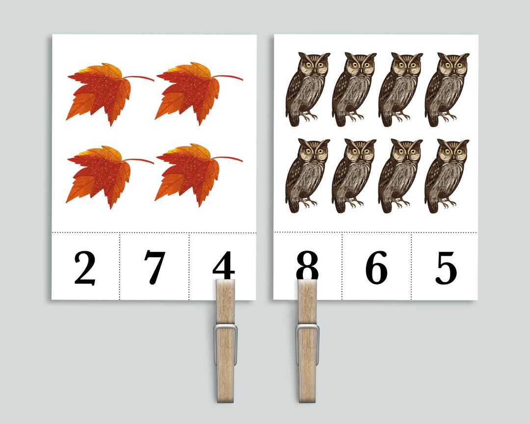 Autumn Count and Clip 1-20 Number Cards | Nature Homeschool Printables ...