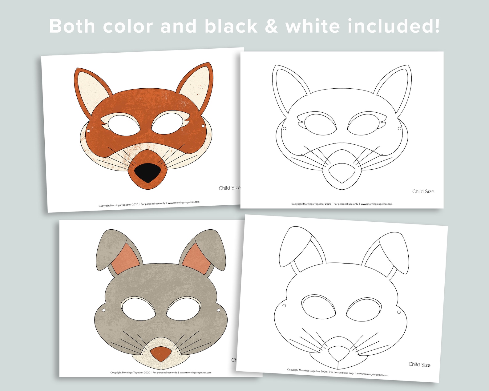 Woodland Animal Toddler Masks Printable Preschool Activity | Etsy