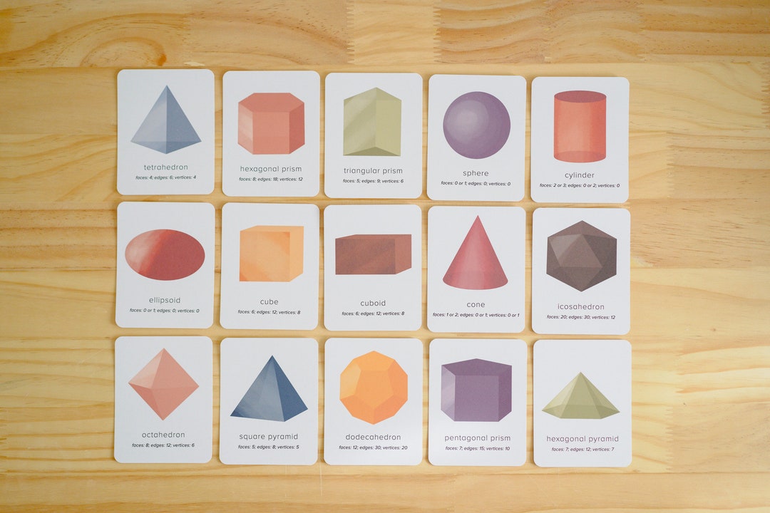 Minimalist 3D Shapes Flashcards Printable Modern Geometry Basic Shape ...