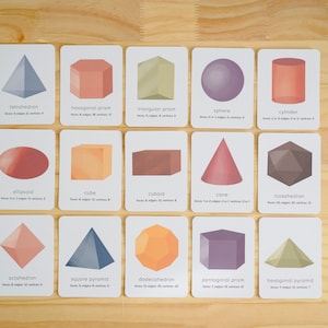 Minimalist 3D Shapes Flashcards Printable | Modern Geometry Basic Shape ...