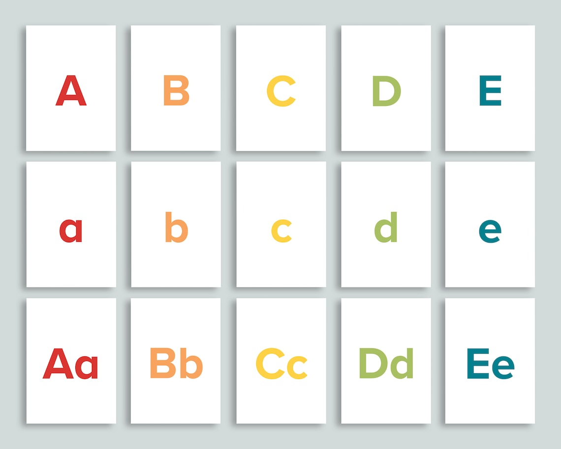 ABC Flashcards Color Printable Kids Rainbow Colors Alphabet - Etsy