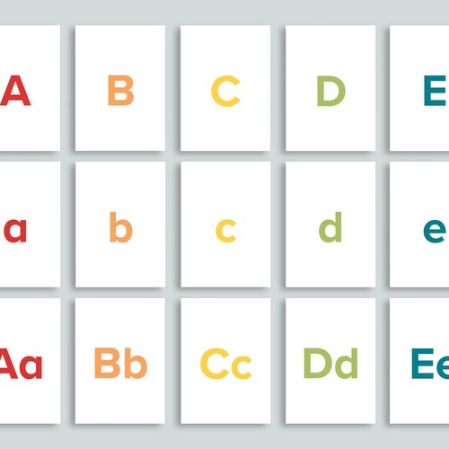 ABC Flashcards Color Printable Kids Rainbow Colors Alphabet | Etsy