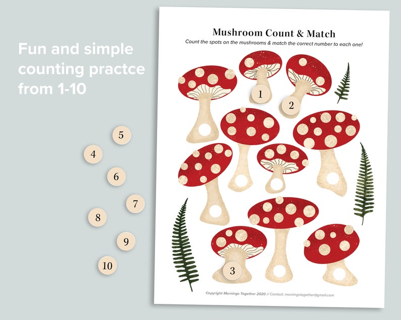 Mushroom Counting Activity Preschool Nature Busy Book Pages - Etsy