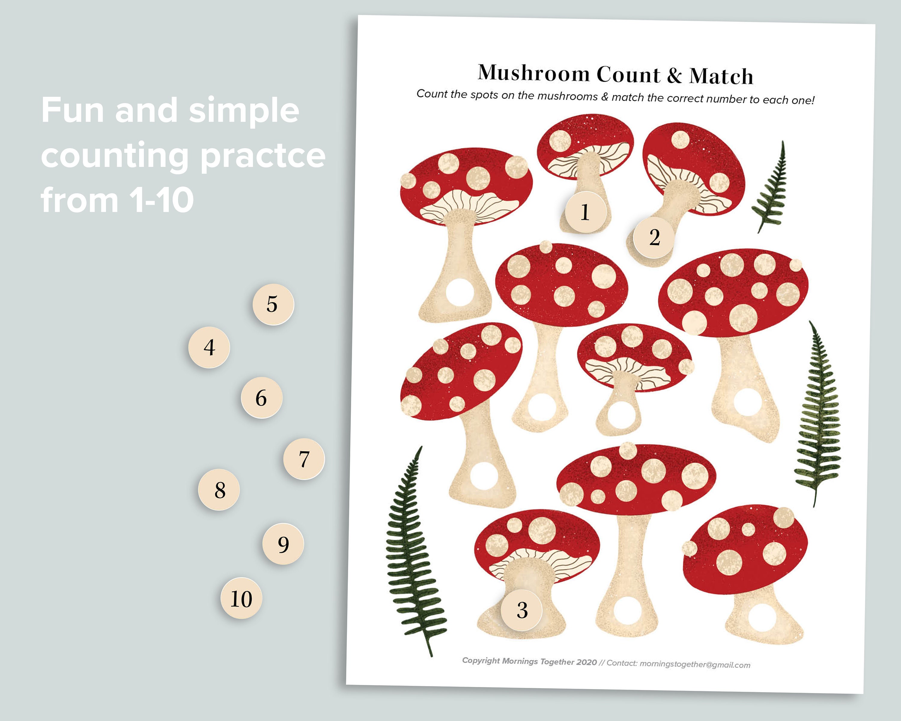Mushroom Counting Activity Preschool Nature Busy Book Pages - Etsy