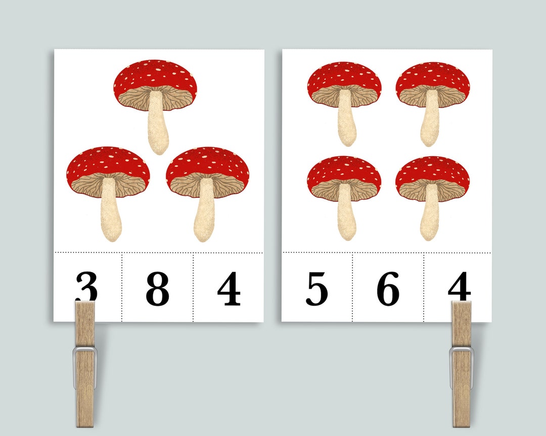 Mushroom Count and Clip Number Cards 1-20 | Homeschool Math Game ...