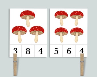 Mushroom Count and Clip Number Cards 1-20 Homeschool Math - Etsy