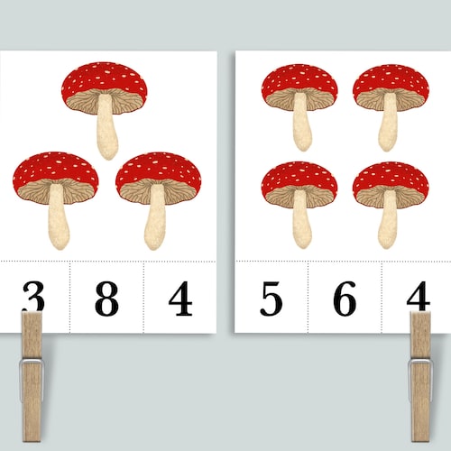 Mushroom Count and Clip Number Cards 1-20 Homeschool Math - Etsy