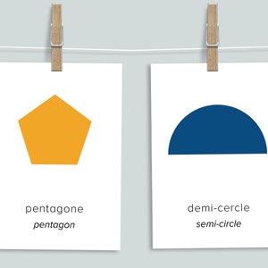 French & English Minimalist Shapes Flashcards Printable | Modern Basic ...