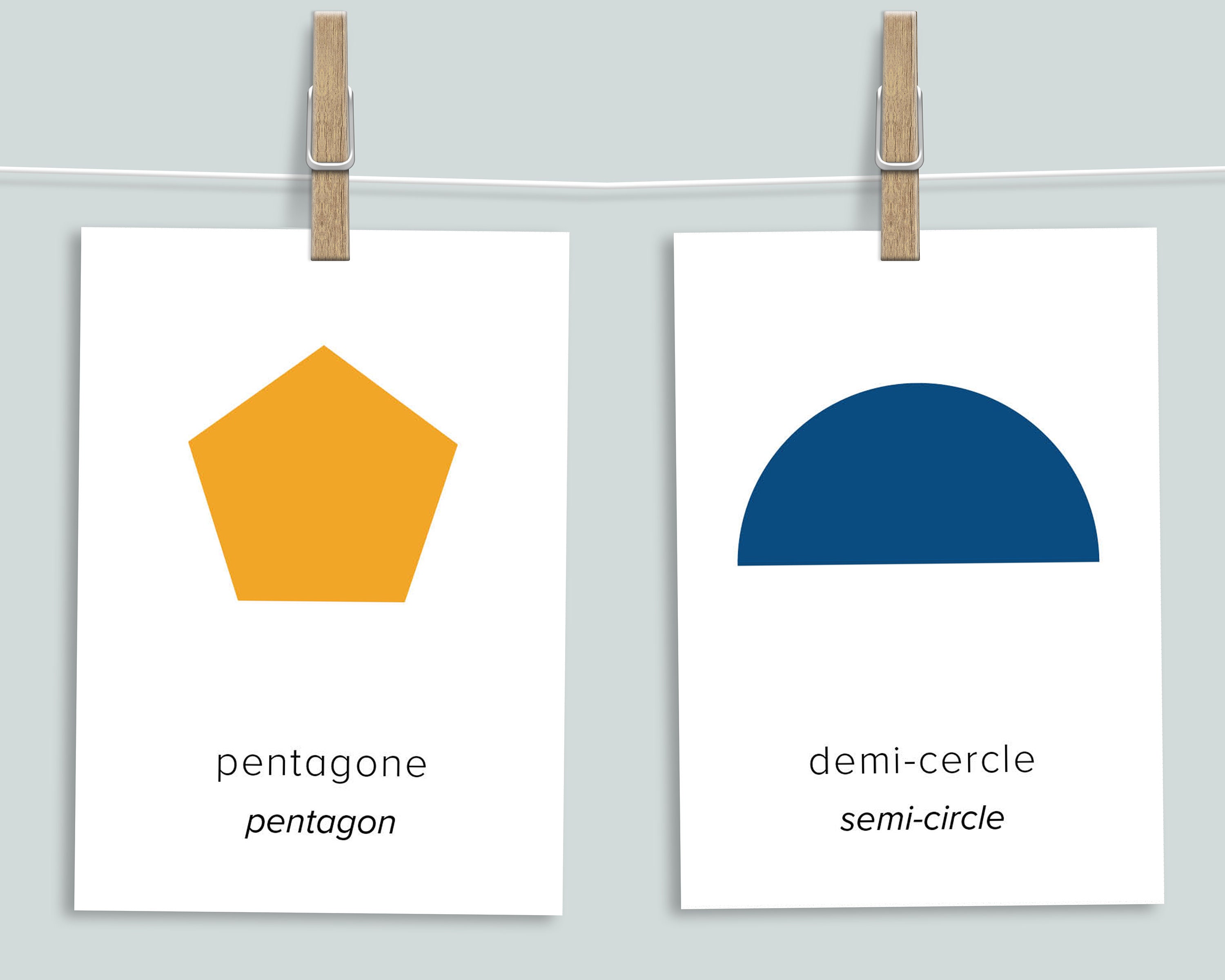 French & English Minimalist Shapes Flashcards Printable - Etsy