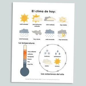 Spanish & English Weather Printable BUNDLE | Homeschool Kids Calendar ...