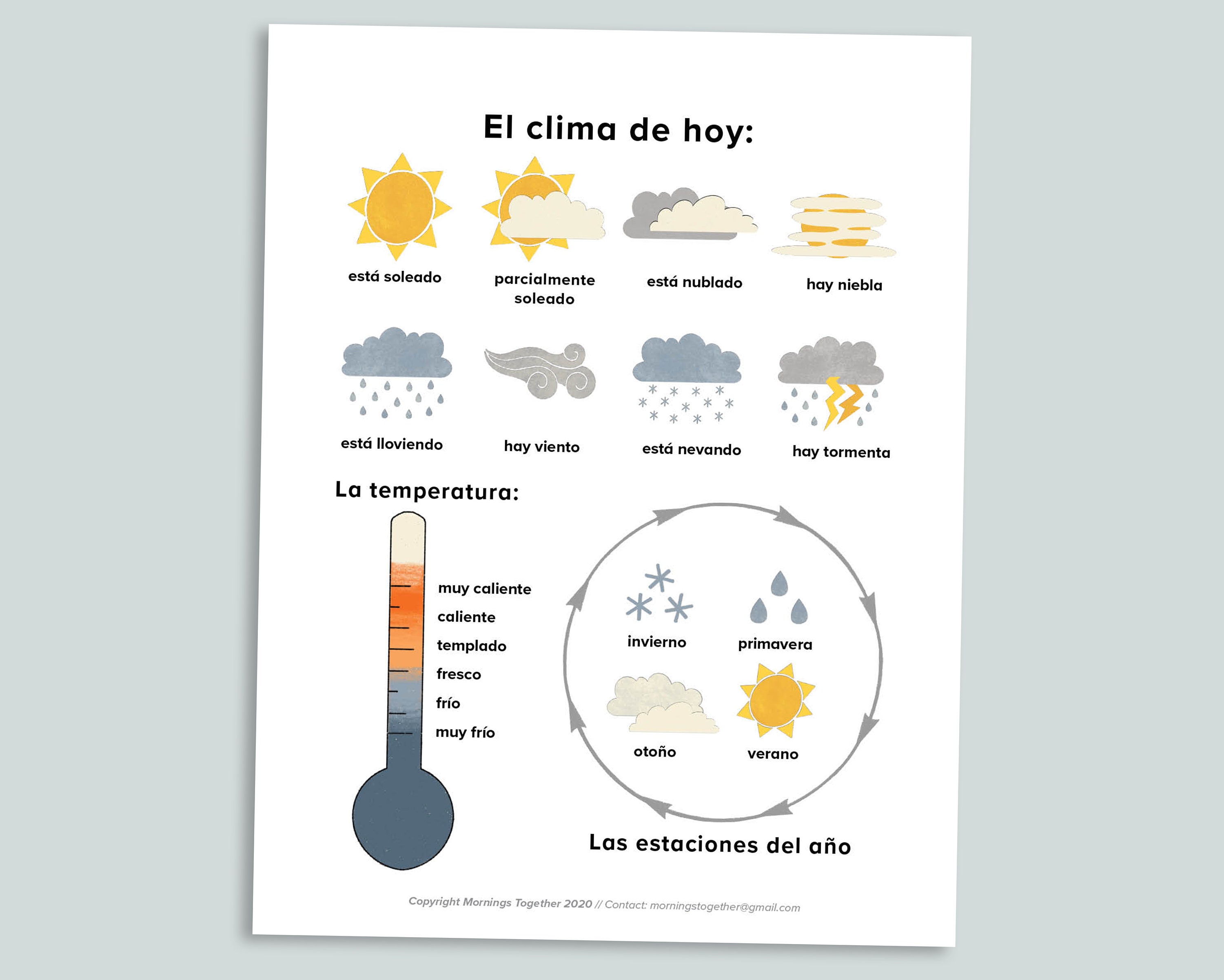 Spanish & English Weather Printable BUNDLE Homeschool Kids - Etsy