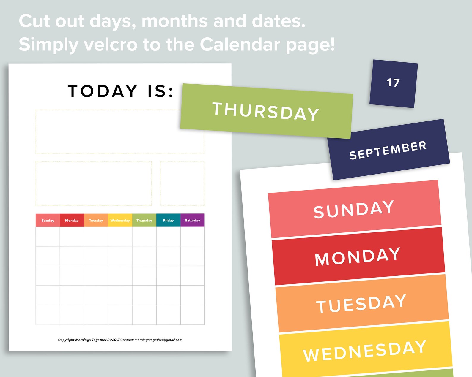 Preschool Kids Calendar Board Printable Pages Perpetual Today Date ...