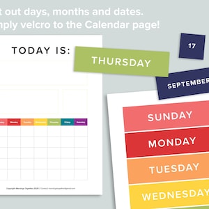 Preschool Kids Calendar Board Printable Pages | Perpetual Today Date ...