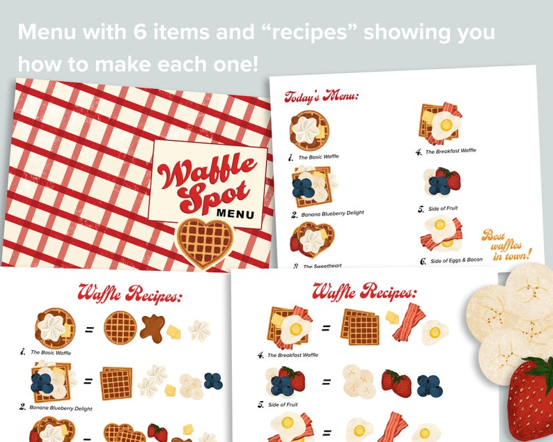 Waffle Restaurant Pretend Play Printable Dramatic Play - Etsy