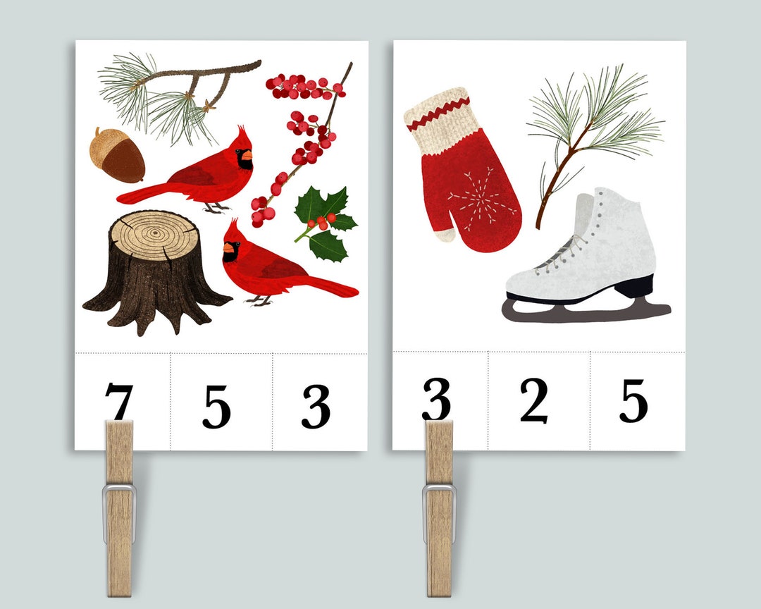 Winter Nature Count and Clip Number Cards 1-10 | Holiday Learning ...