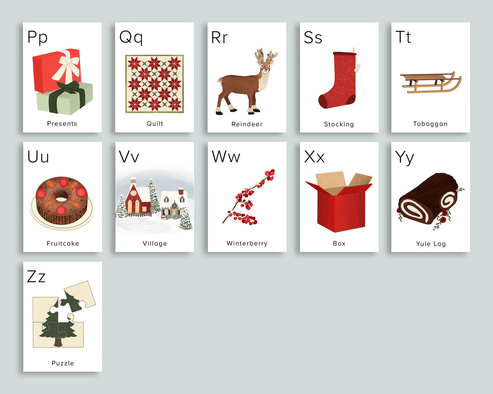 Christmas BUNDLE Printable ABC 123 Cards Homeschool - Etsy